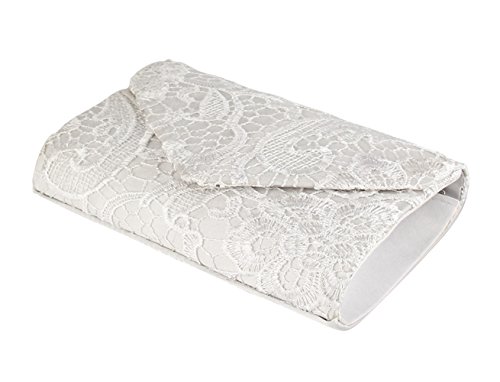 TOPCHANCES Womens Evening Clutch Ladies Floral Lace Envelope Handbags Wedding Bridal Purse Bag (White)