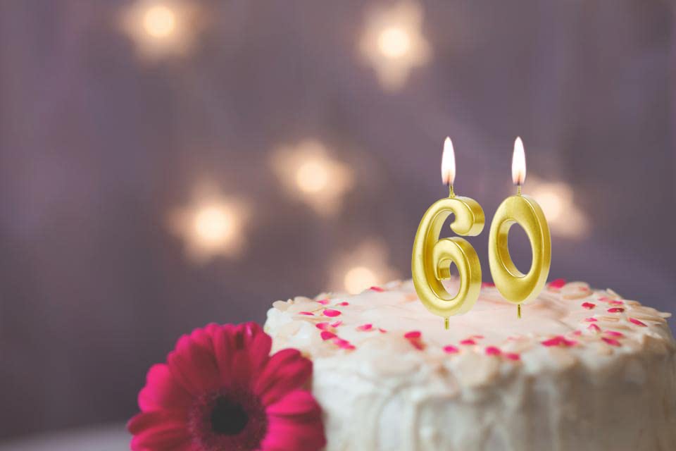 Bailym Gold 60th Birthday Candles,Number 60 Cake Topper for Party Decoration