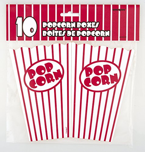 Unique Industries Red and White Striped Popcorn Boxes-6" x 4.25", 10 Pcs