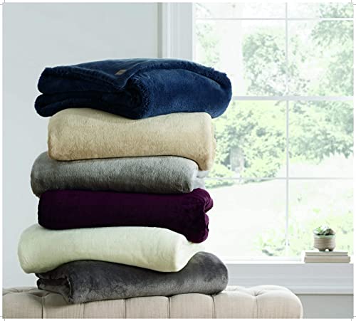 UGG 16802 Euphoria Plush Faux Fur Reversible Throw Blanket for Luxury Hotel Style Couch or Bed Blankets Cozy Machine Washable Luxurious Fuzzy Fluffy Sofa Throws, 70 x 50-Inch, Charcoal