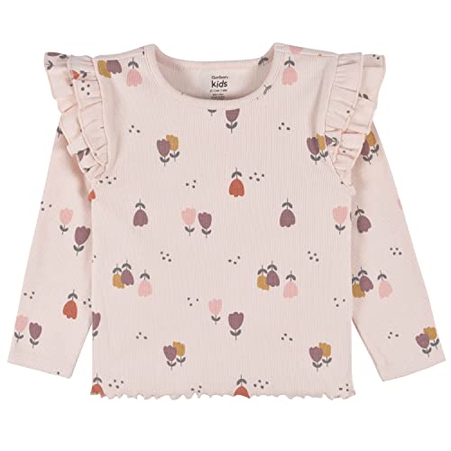 Gerber Baby Girl's Toddler 2-Pack Double Ruffle Long Sleeve Tops, Pink & Purple, 2T