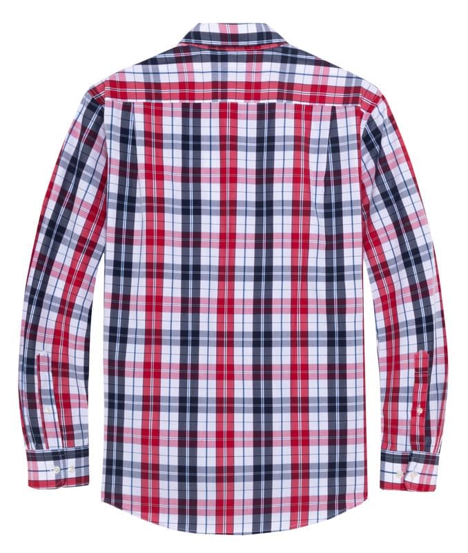 Double Pump Mens Button Down Long Sleeve Shirts Regular Fit Dress Shirts Business Casual Plaid Shirts-(18TC02-XL)