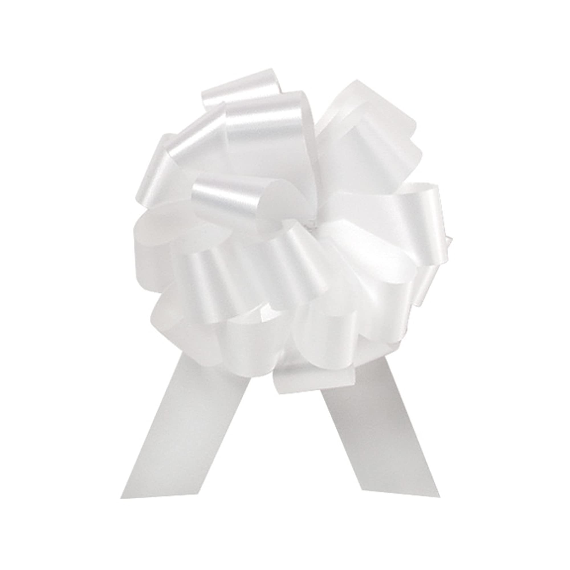 8 Inch White Embossed Pull String Bow (2 3/4" Width) (1 Bow)