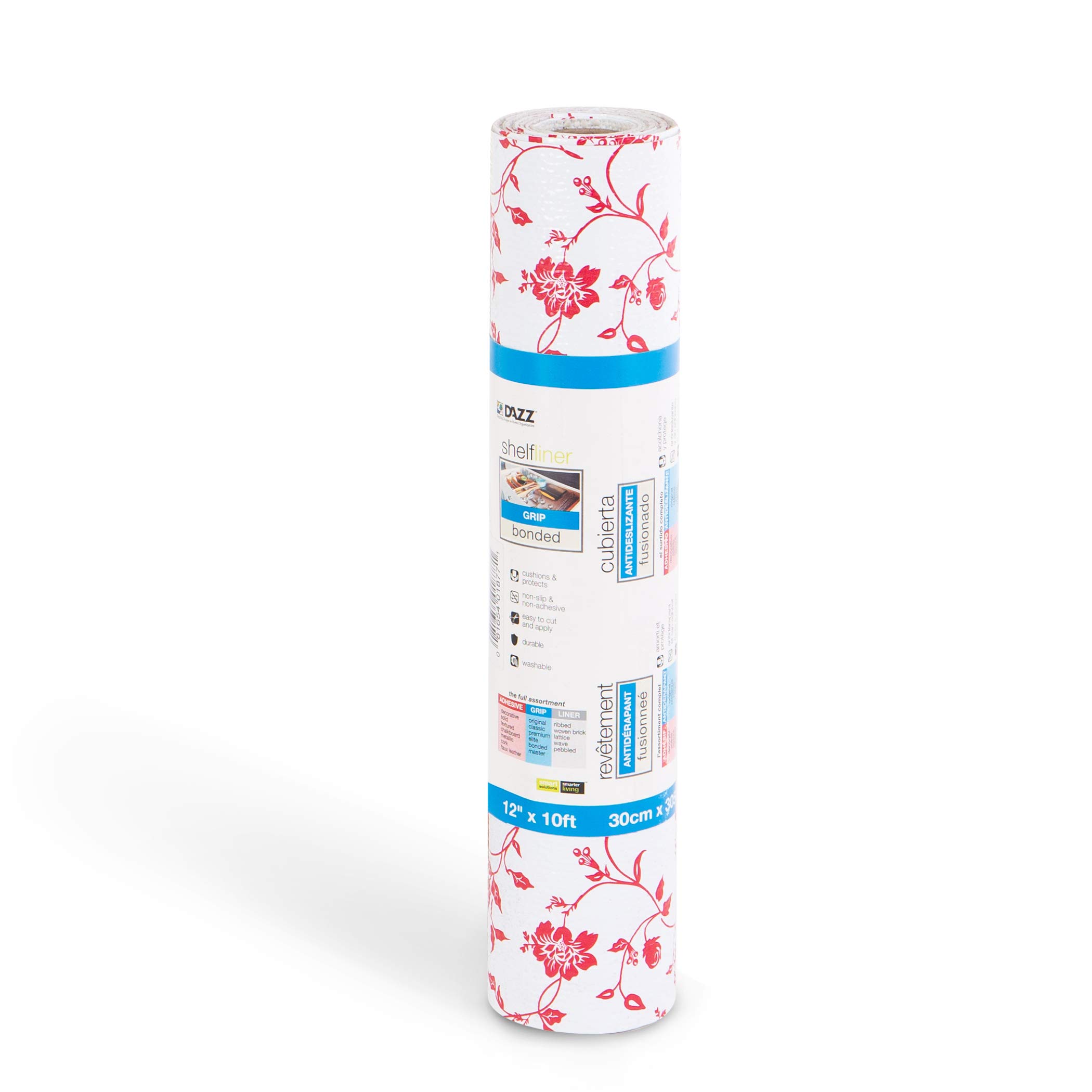 Smart Design Bonded Grip Shelf Liner - 12 Inch x 10 Feet - Non Adhesive, Strong Grip Bottom, Easy Clean Kitchen Drawer, Cabinet, Cupboard Dresser Protector Cover, Non Slip Rubber Mat - Wisteria Red