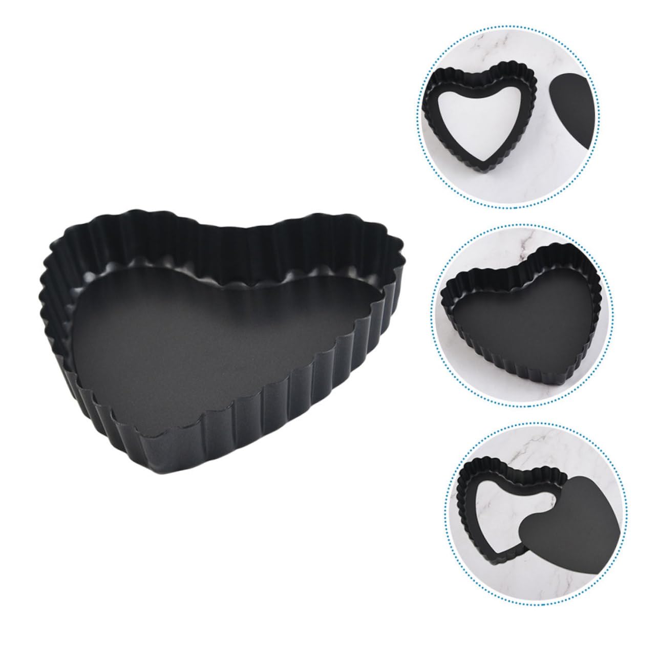 Abaodam 3pcs Live Bottom Baking Tray Cake Pan Oven Safe Mini Muffin Metal Dies Heart Cake Heart Tart Pan Kitchen Baking Tool Diy Baking Tray Chrysanthemum Bakeware Dessert Plate Egg Cake