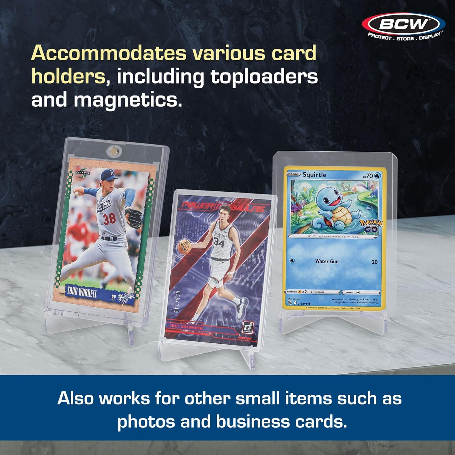 Acrylic Card Stands by BCW – Set of 10 Picture Display Stands – Crystal Clear Transparent Mini Easel – Durable & Sturdy Design – Ideal for Home Display, Office, Shop, Special Events