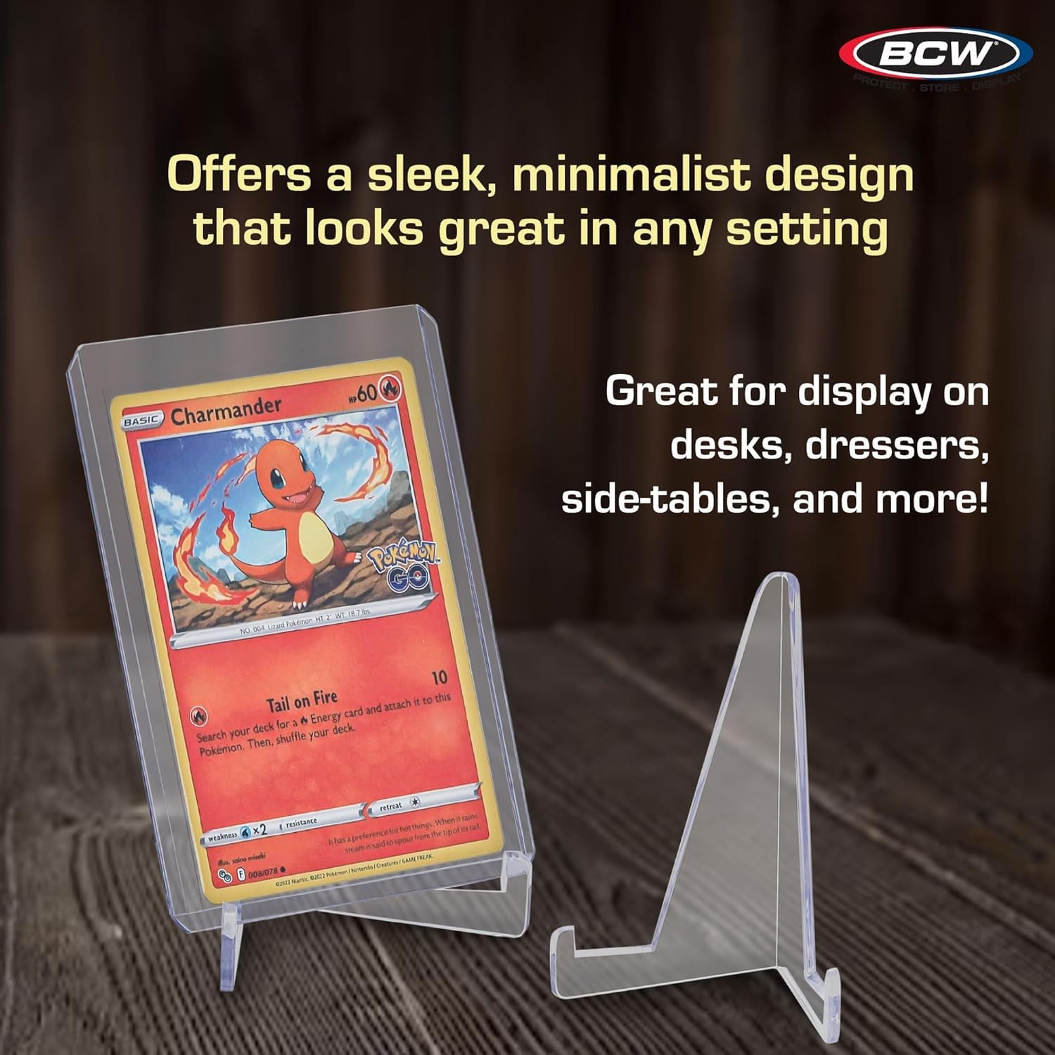 Acrylic Card Stands by BCW – Set of 10 Picture Display Stands – Crystal Clear Transparent Mini Easel – Durable & Sturdy Design – Ideal for Home Display, Office, Shop, Special Events