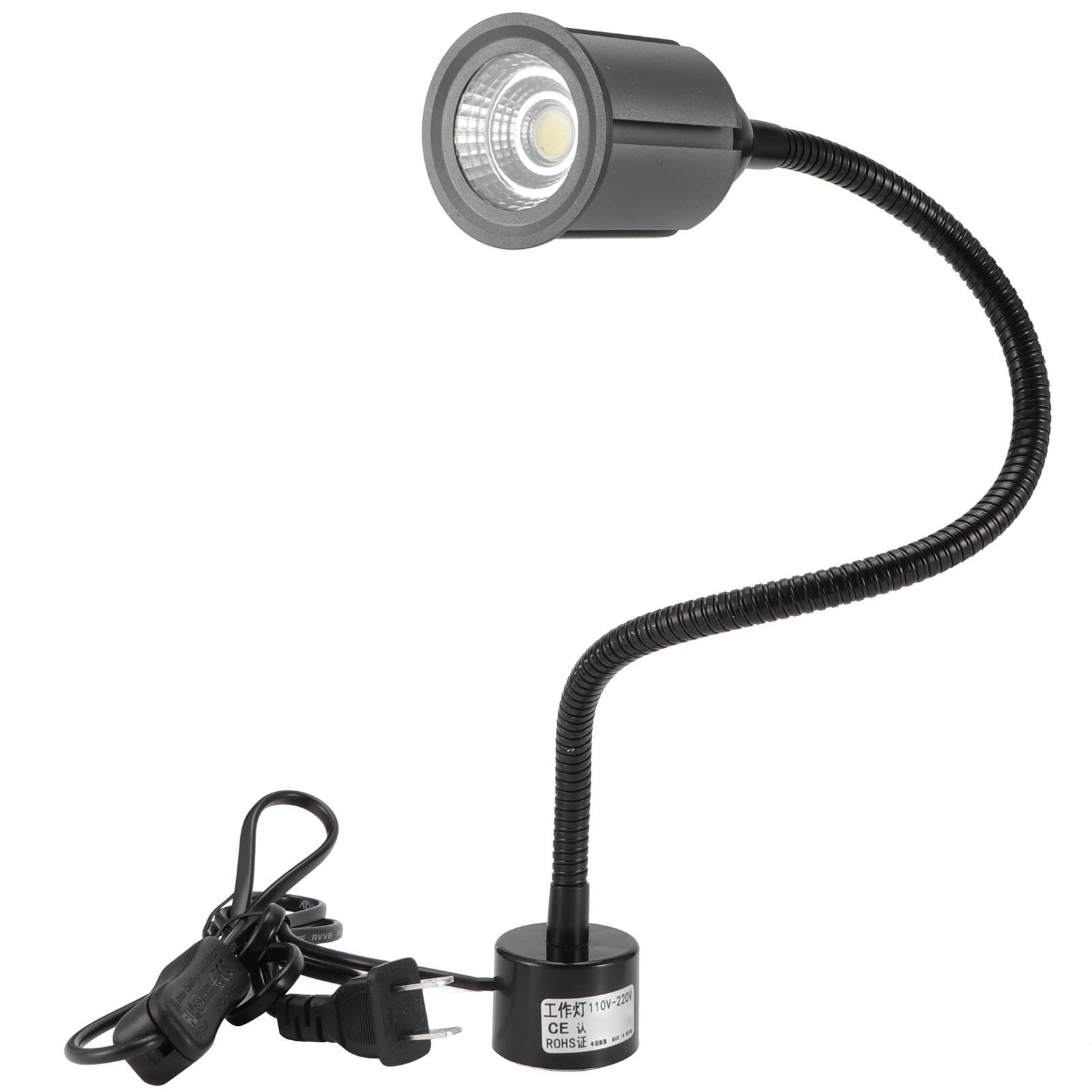 Hyuduo LED Lamp with Magnetic Base, 12W Long Flexible Gooseneck Desk Work Lamp, Sewing Machine Light for Workbench, Metal Lathe, Drill Press