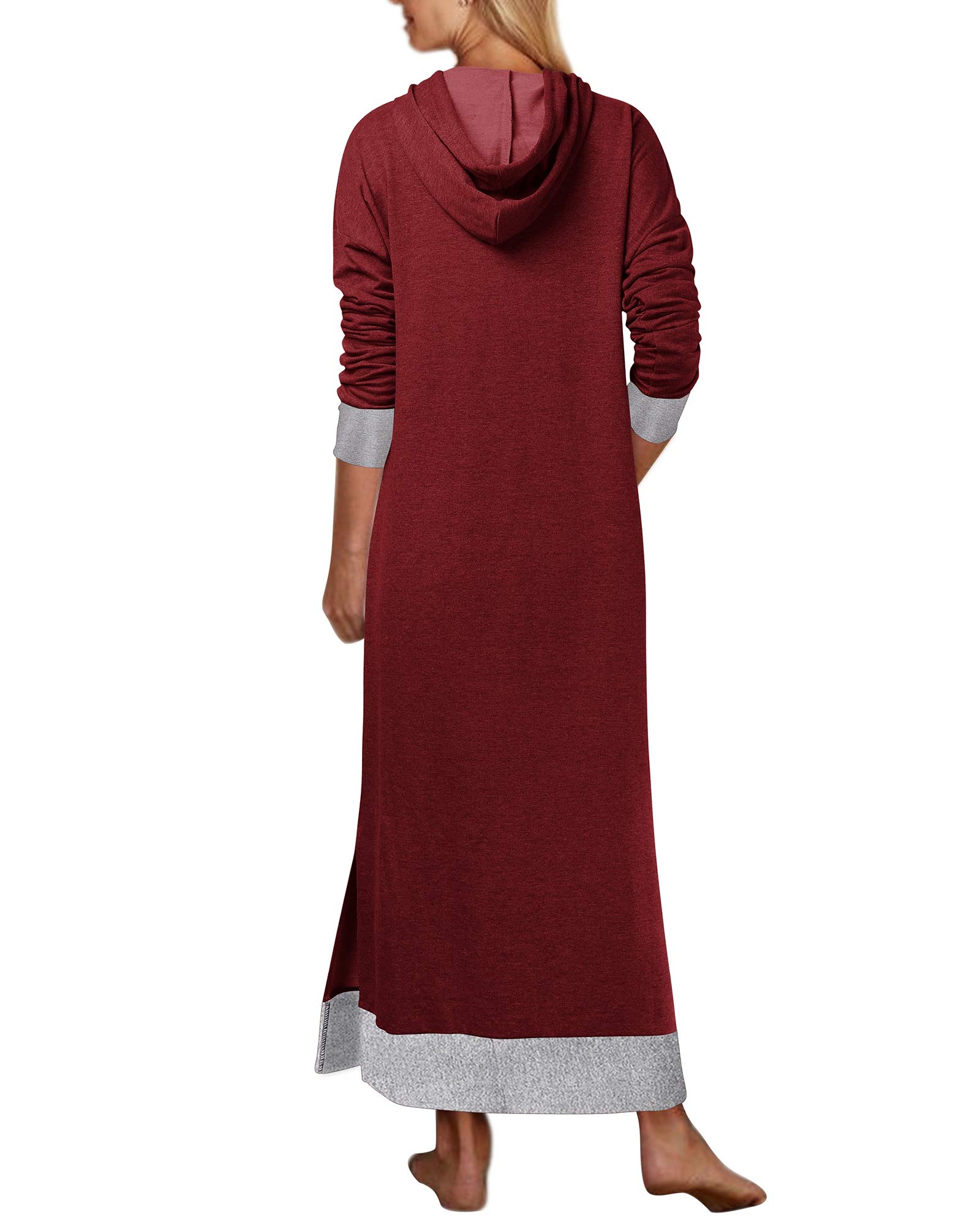 Jacansi Women's Sweatshirt Hoodie Dress with Pockets Winter Fall Long Dresses for Women Red M