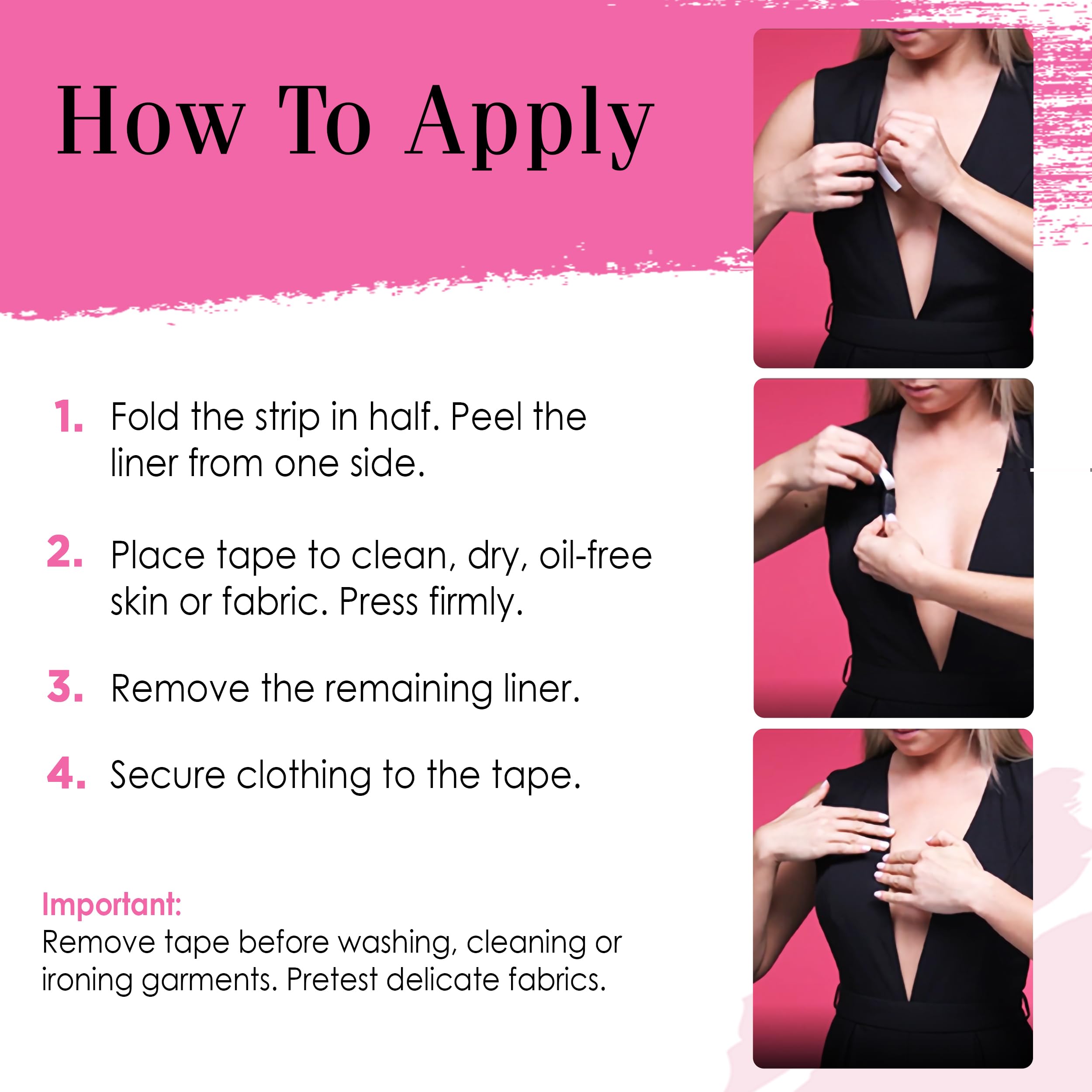 Hollywood Fashion Secrets Medical Quality Double-Stick Apparel Tape, 3 tins x 36 Strips Value Pack