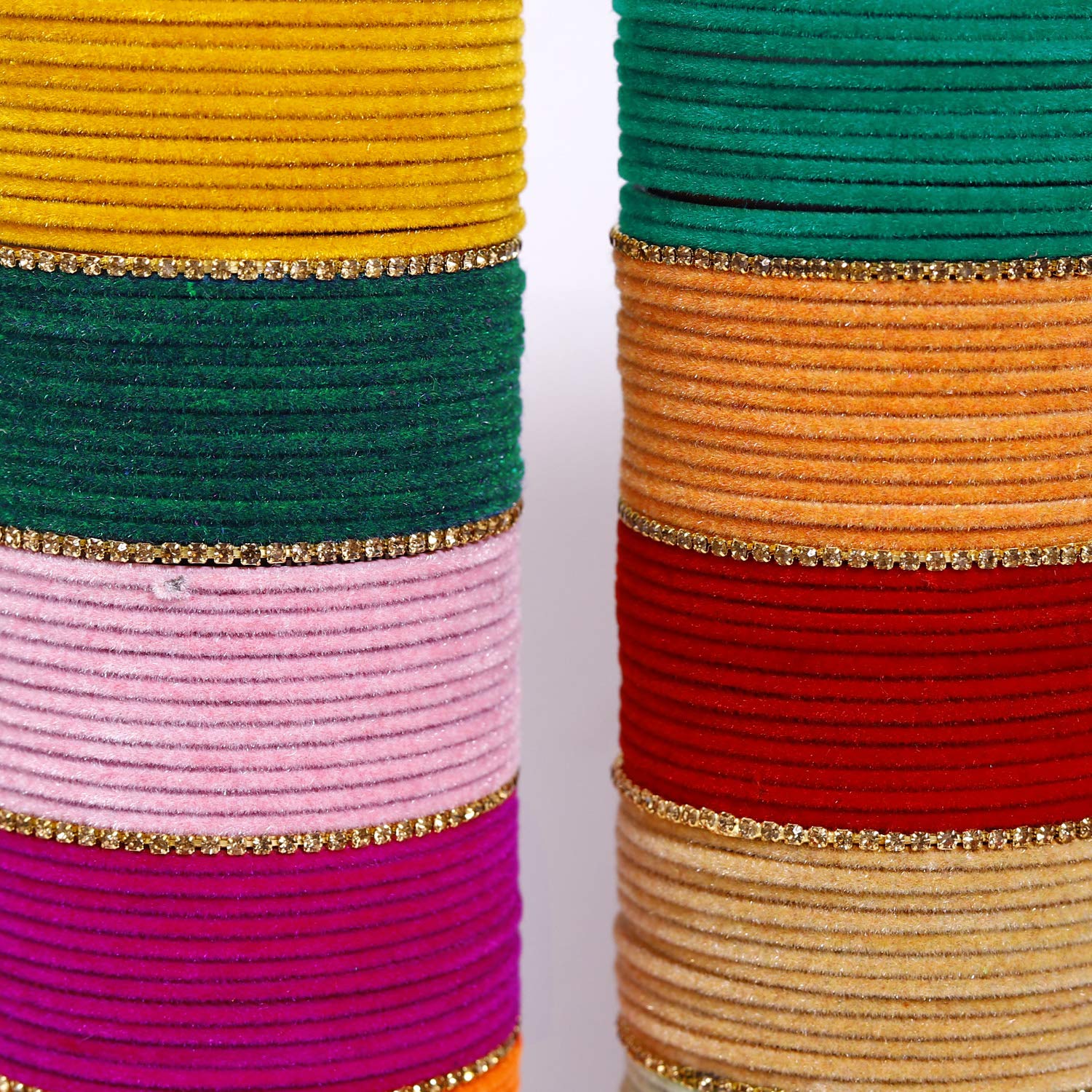 SANARA Indian Traditional Bollywood Gorgeous 146 pcs 12 color Velvet Bangle Box Set Women Wedding Wear Bangle Set (2.4)