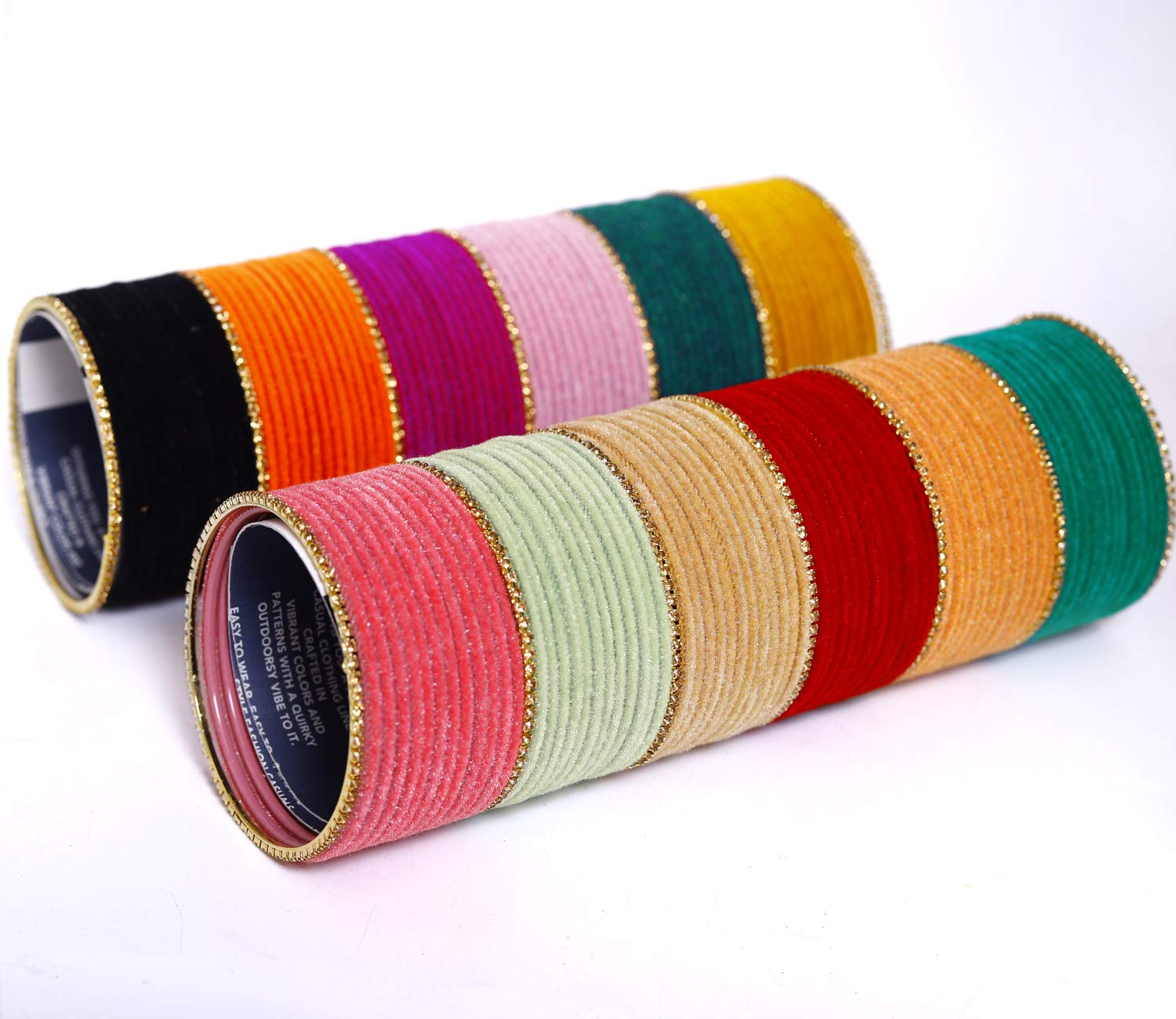 SANARA Indian Traditional Bollywood Gorgeous 146 pcs 12 color Velvet Bangle Box Set Women Wedding Wear Bangle Set (2.4)
