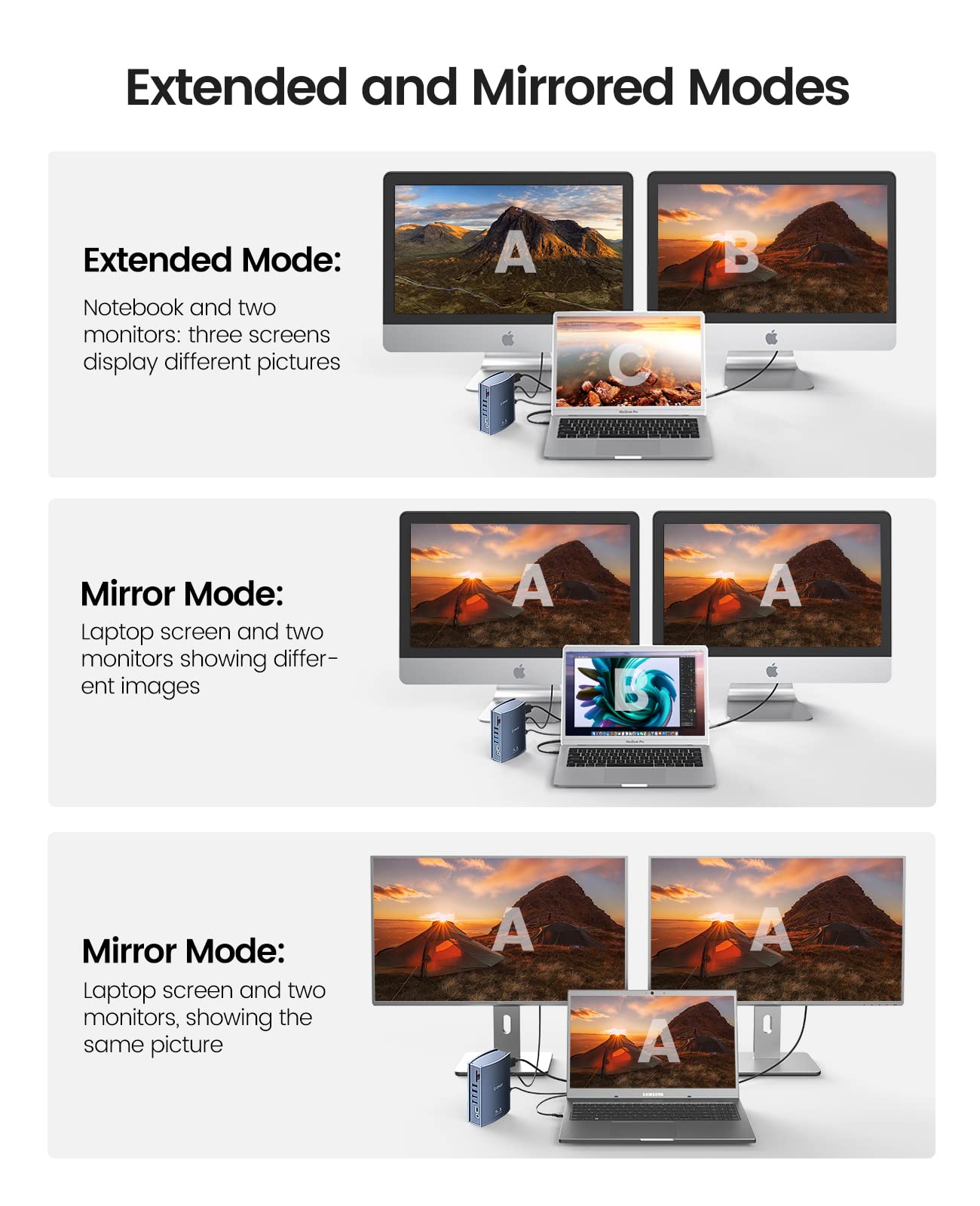 ORICO MacBook Docking Station for MacBook Pro M1, Mac, Window, 15 in 1 USB C Triple Display Docking Station with Dual Moniter 4K HDM, 8 USB Ports, Display Port, 100W PD, RJ45, 3.5mm Audio, TF/SD