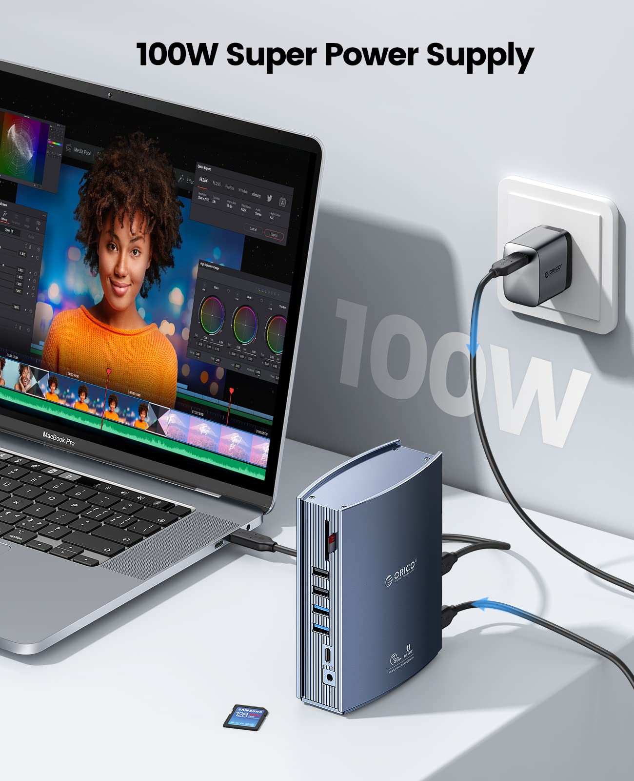 ORICO MacBook Docking Station for MacBook Pro M1, Mac, Window, 15 in 1 USB C Triple Display Docking Station with Dual Moniter 4K HDM, 8 USB Ports, Display Port, 100W PD, RJ45, 3.5mm Audio, TF/SD