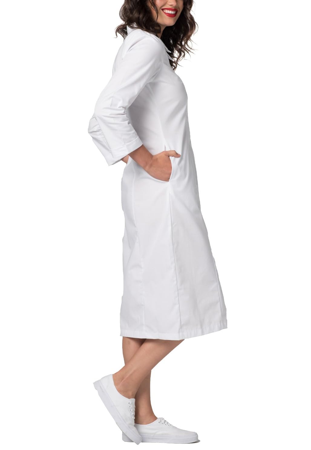 Adar Uniforms Universal Scrub Dress for Women - Embroided Collar 2801 White 8