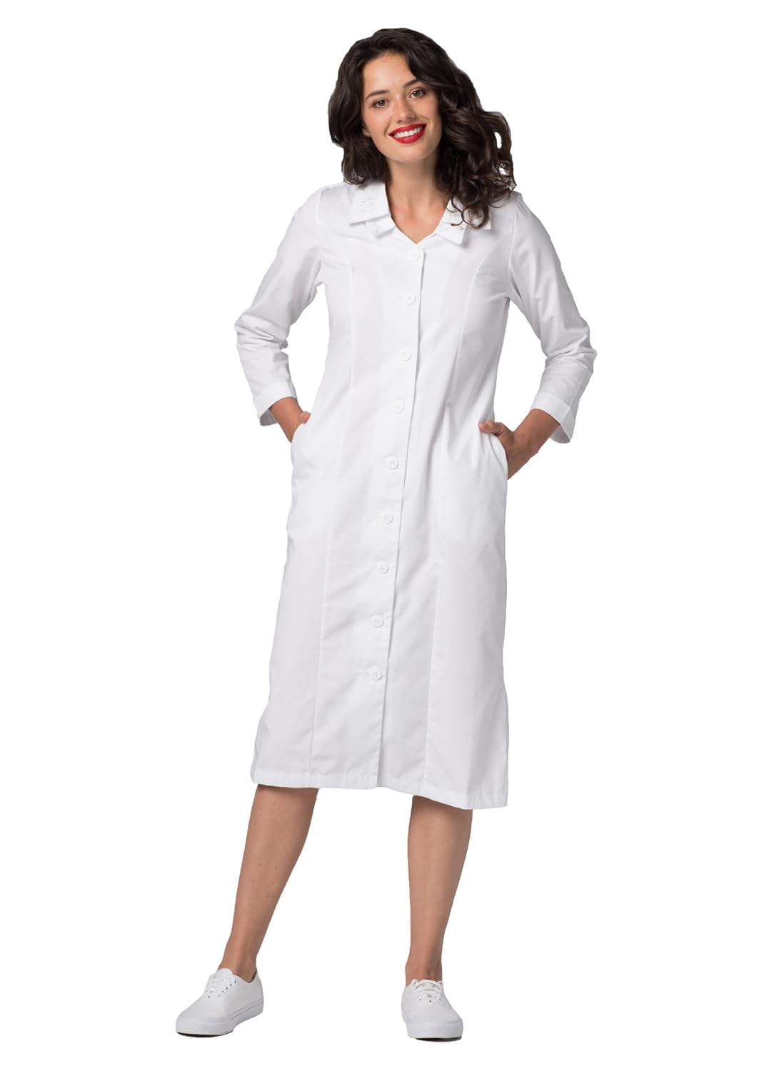 Adar Uniforms Universal Scrub Dress for Women - Embroided Collar 2801 White 8