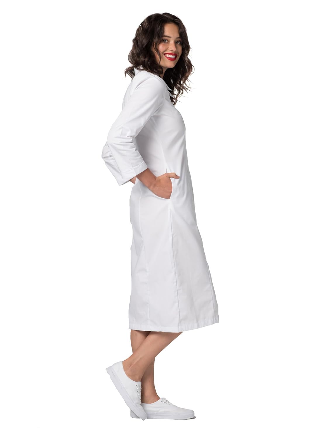 Adar Uniforms Universal Scrub Dress for Women - Embroided Collar 2801 White 8