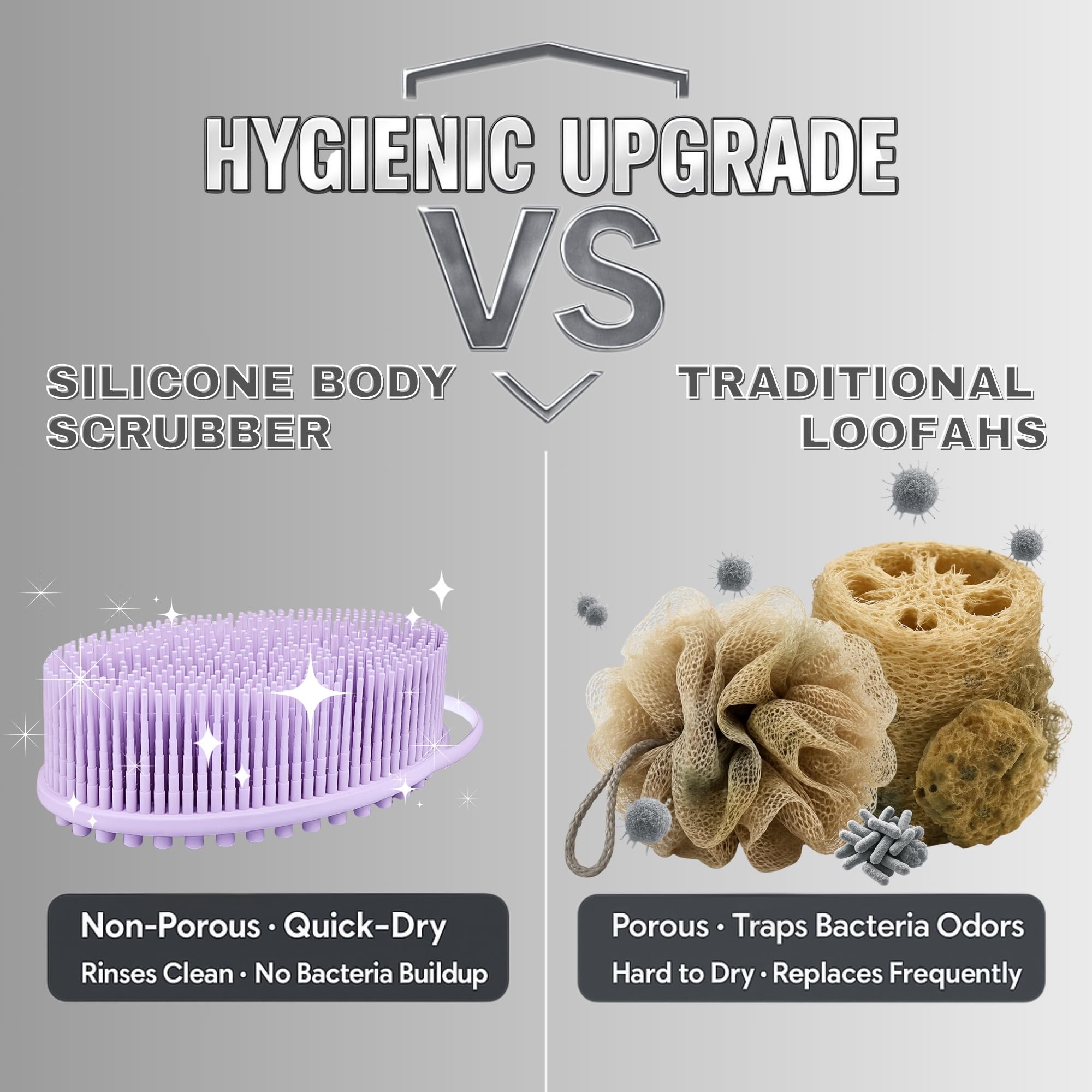 Avilana Exfoliating Silicone Body Scrubber Easy to Clean, Lathers Well, Long Lasting, And More Hygienic Than Traditional Loofah (Lavender)