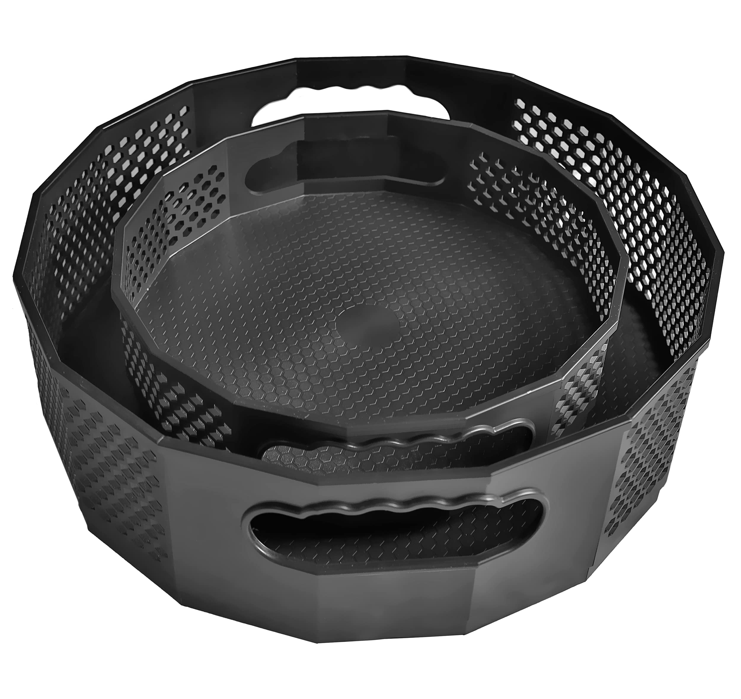 YEAVS 2 Pack Spinning Lazy Susan Turntable, Deep Plastic Spice Condiment Holder Makeup Organizer Multifunctional for Kitchen Fridge Bathroom Counter Top (Black)