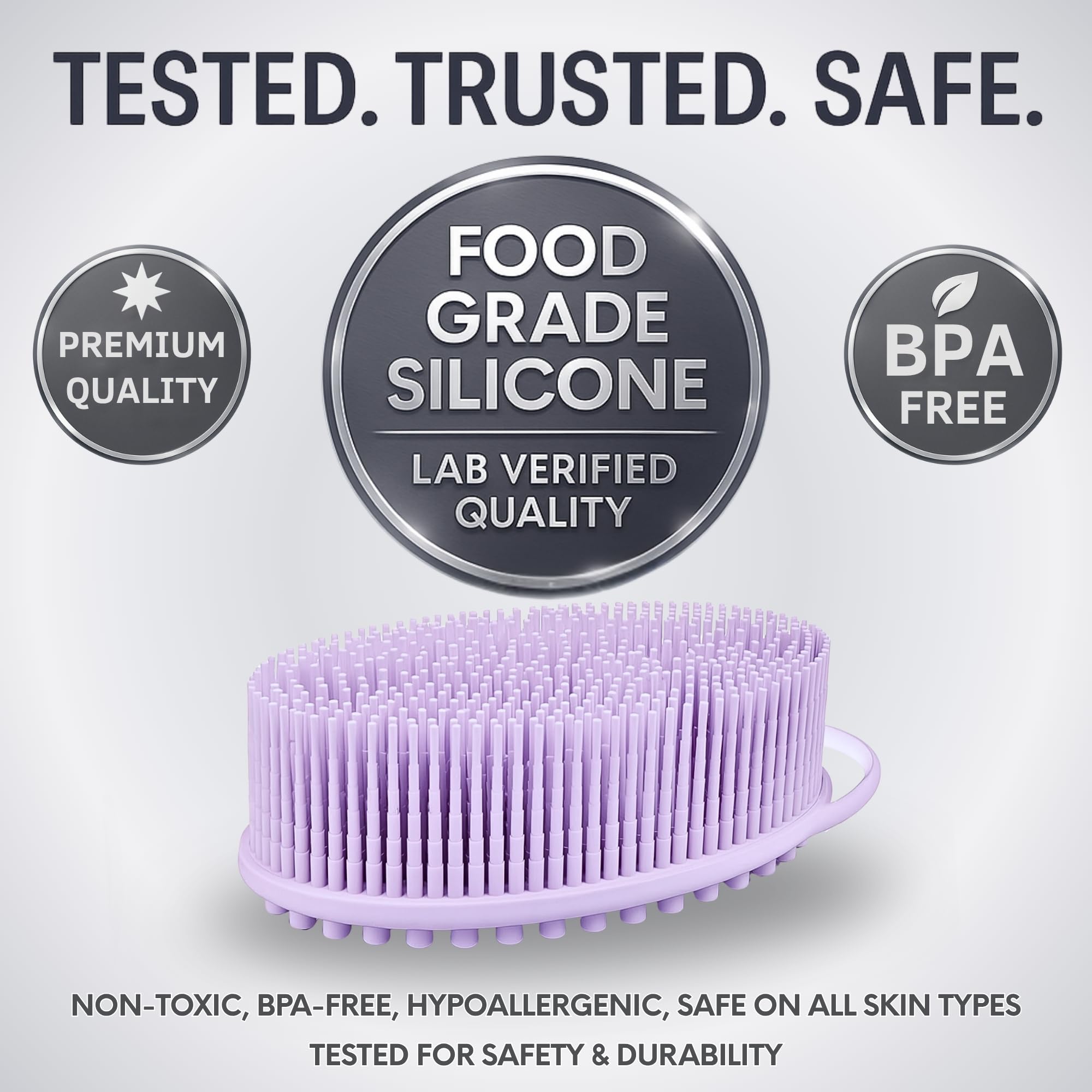 Avilana Exfoliating Silicone Body Scrubber Easy to Clean, Lathers Well, Long Lasting, And More Hygienic Than Traditional Loofah (Lavender)