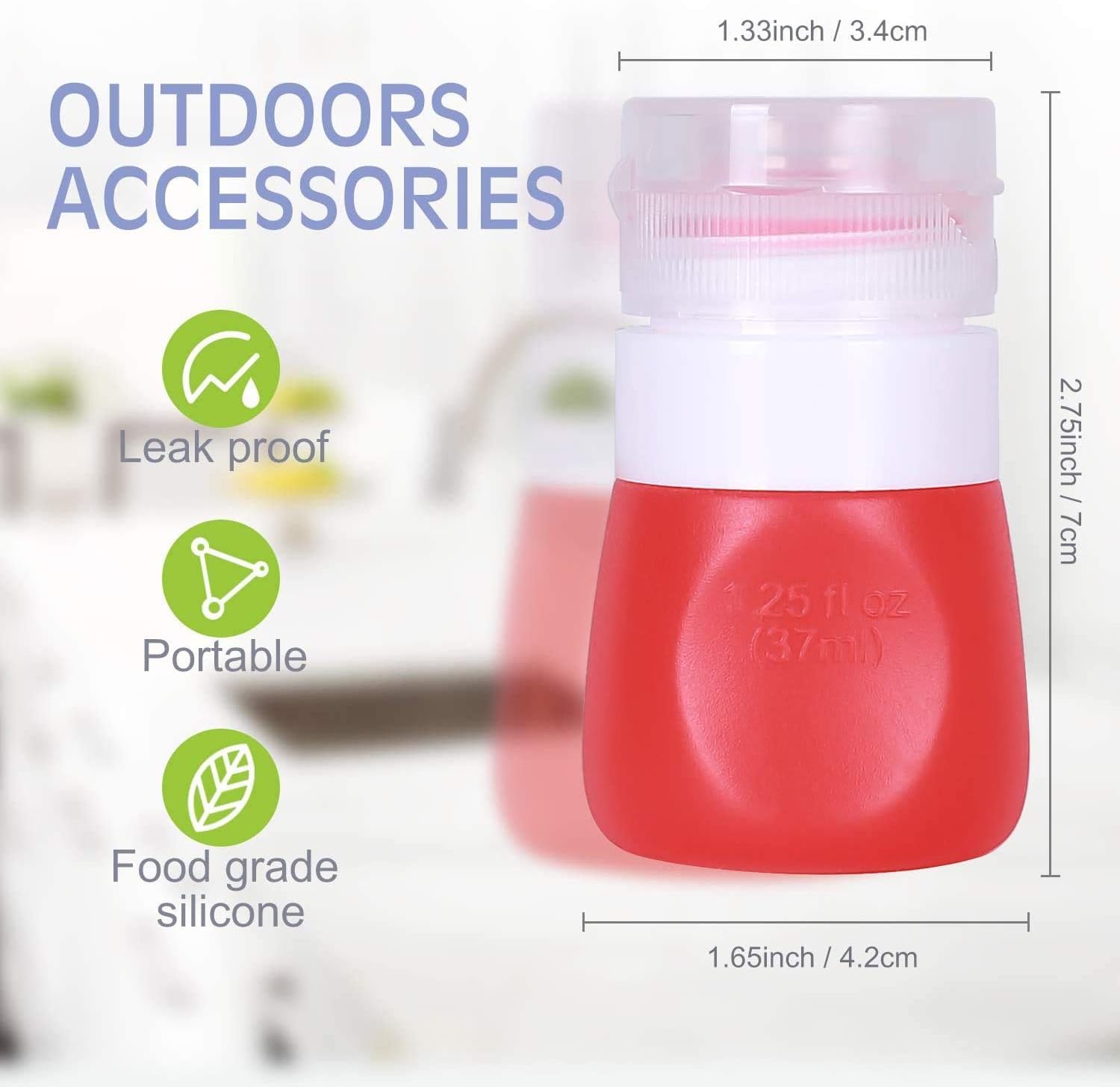 YINGGG Squeeze Portable Salad Dressing Container to Go Bottles Sauce Leakproof Condiment Storage Bottle, Dressing to Go for Lunch set of 4 (37ML)