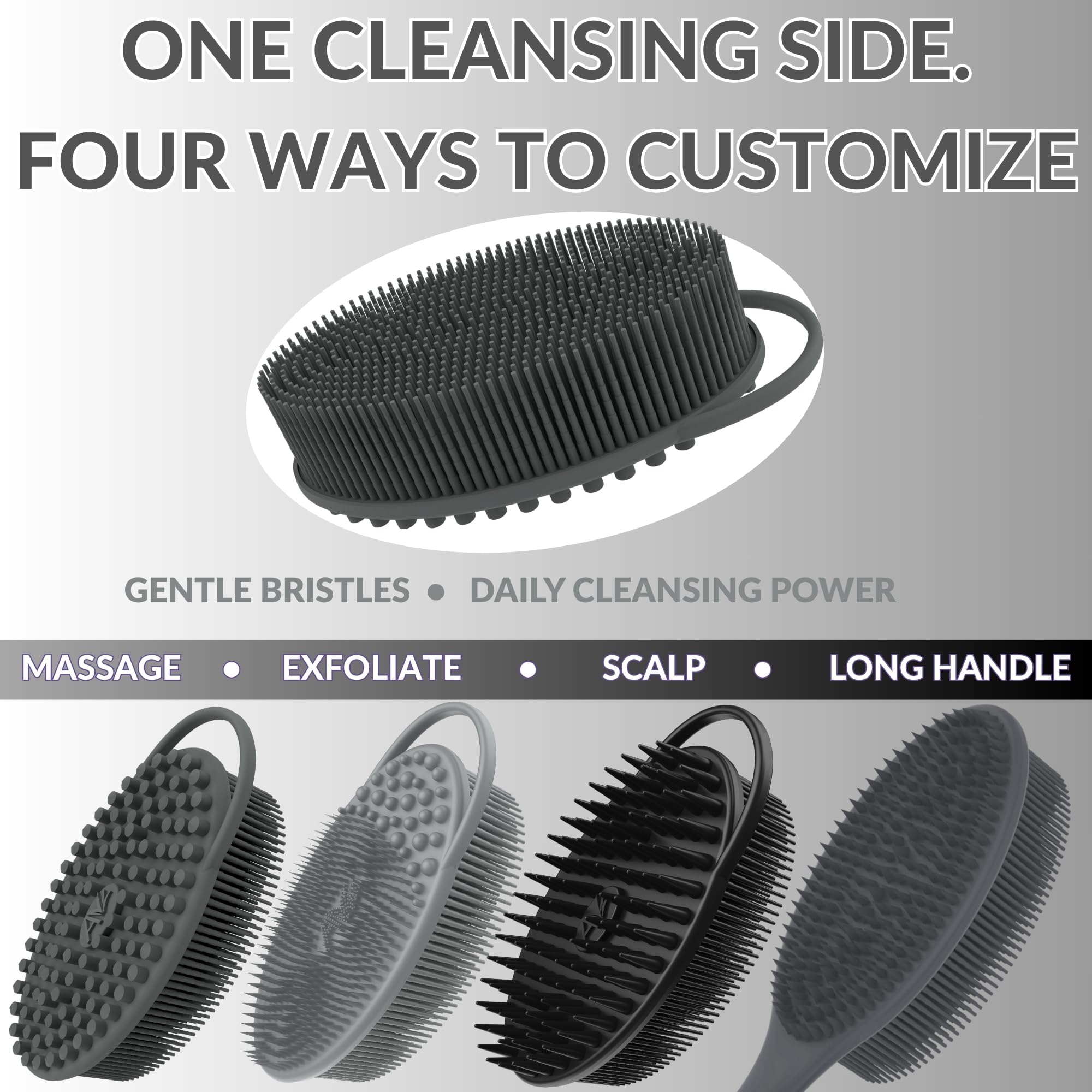 Avilana Exfoliating Silicone Body Scrubber Easy to Clean, Lathers Well, Long Lasting, And More Hygienic Than Traditional Loofah (Lavender)