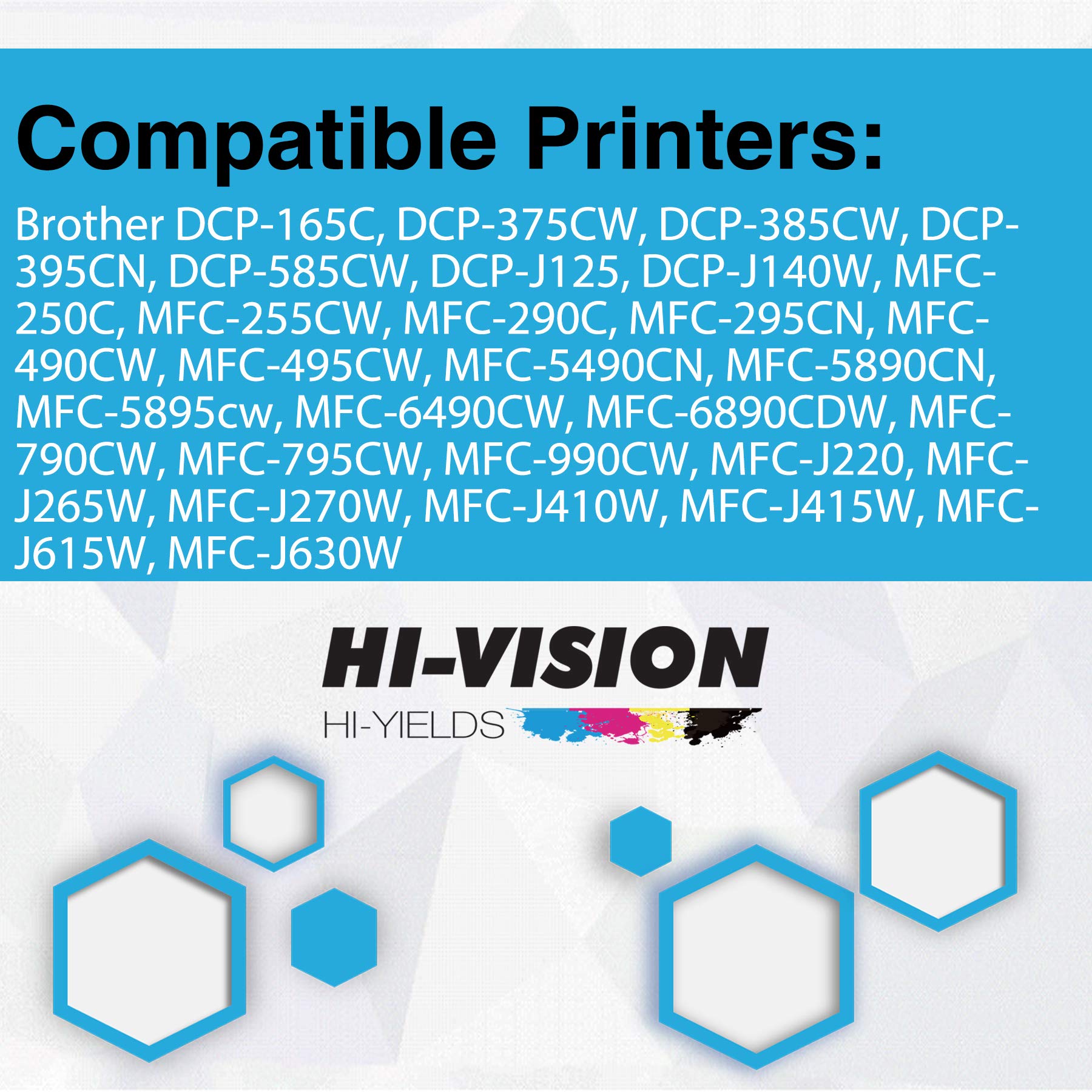 HI-VISION HI-YIELDS Compatible LC-61 LC61 Ink Cartridges Replacement for Brother MFC-490CW MFC-495CW MFC-J410W MFC-J615W MFC-6490CW MFC-6890CDW, (4 Black, 2 Cyan, 2 Yellow, 2 Magenta, 10-Pack)