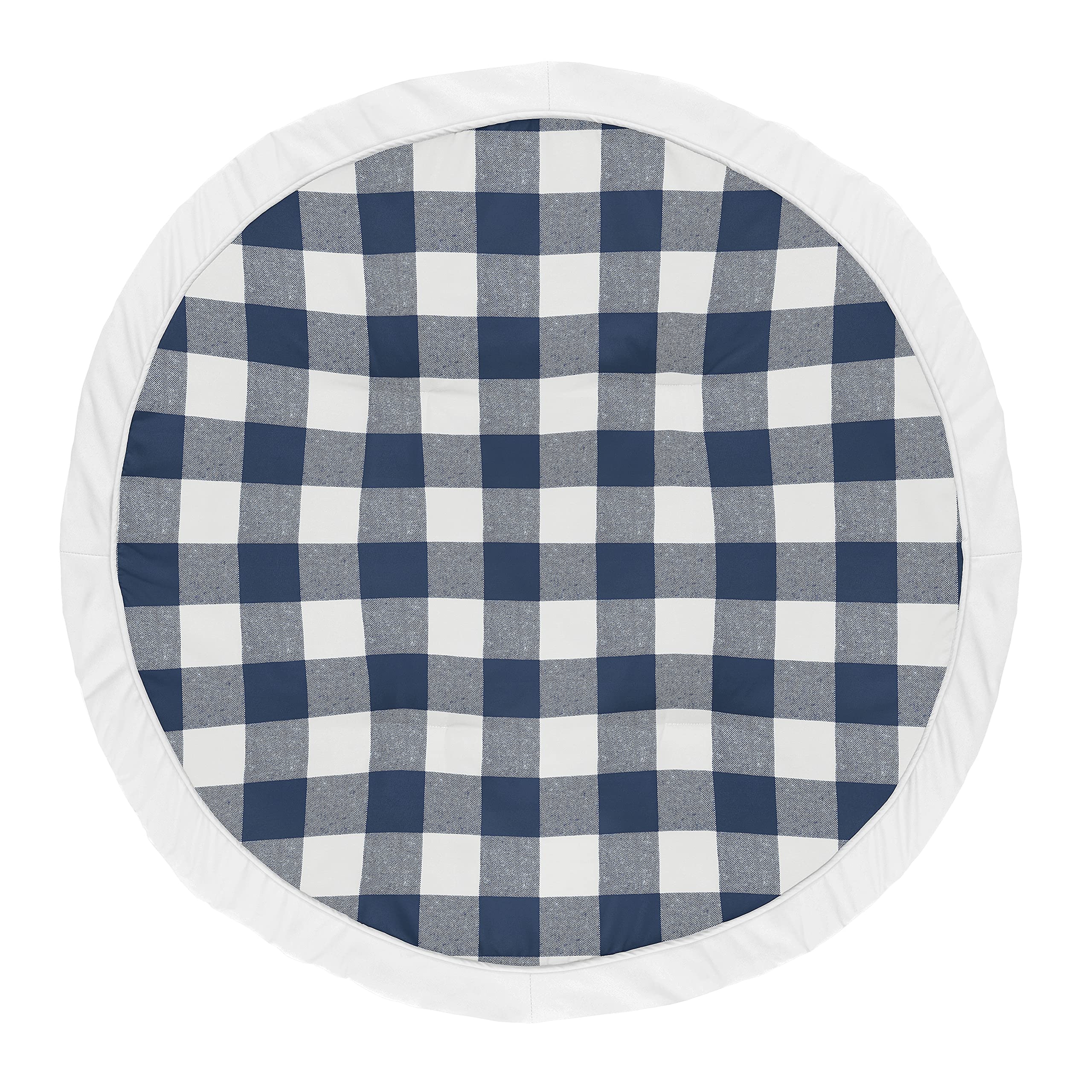 Sweet Jojo Designs Navy Buffalo Plaid Check Boy Baby Playmat Tummy Time Infant Play Mat - Blue and White Woodland Rustic Country Farmhouse Lumberjack