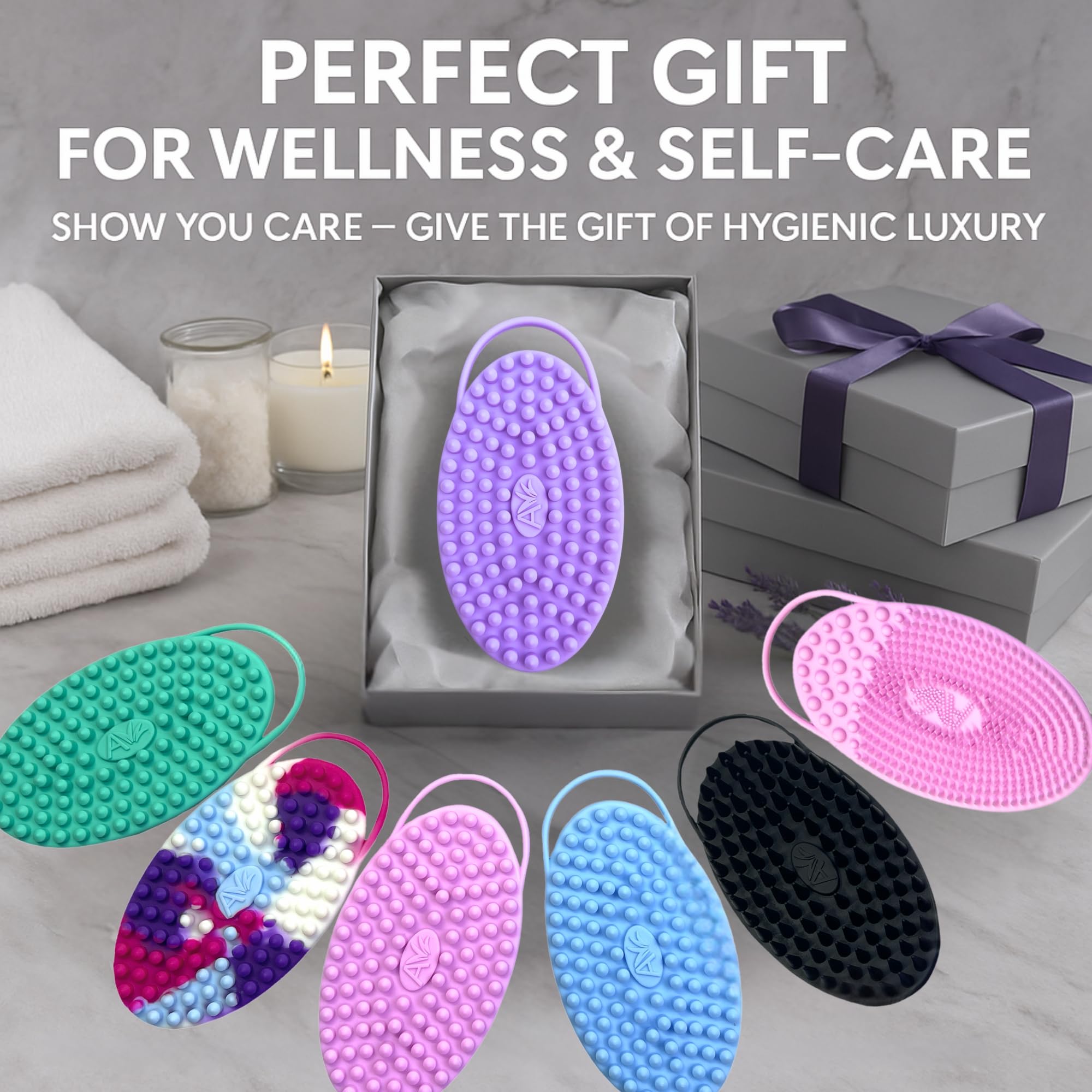 Avilana Exfoliating Silicone Body Scrubber Easy to Clean, Lathers Well, Long Lasting, And More Hygienic Than Traditional Loofah (Lavender)