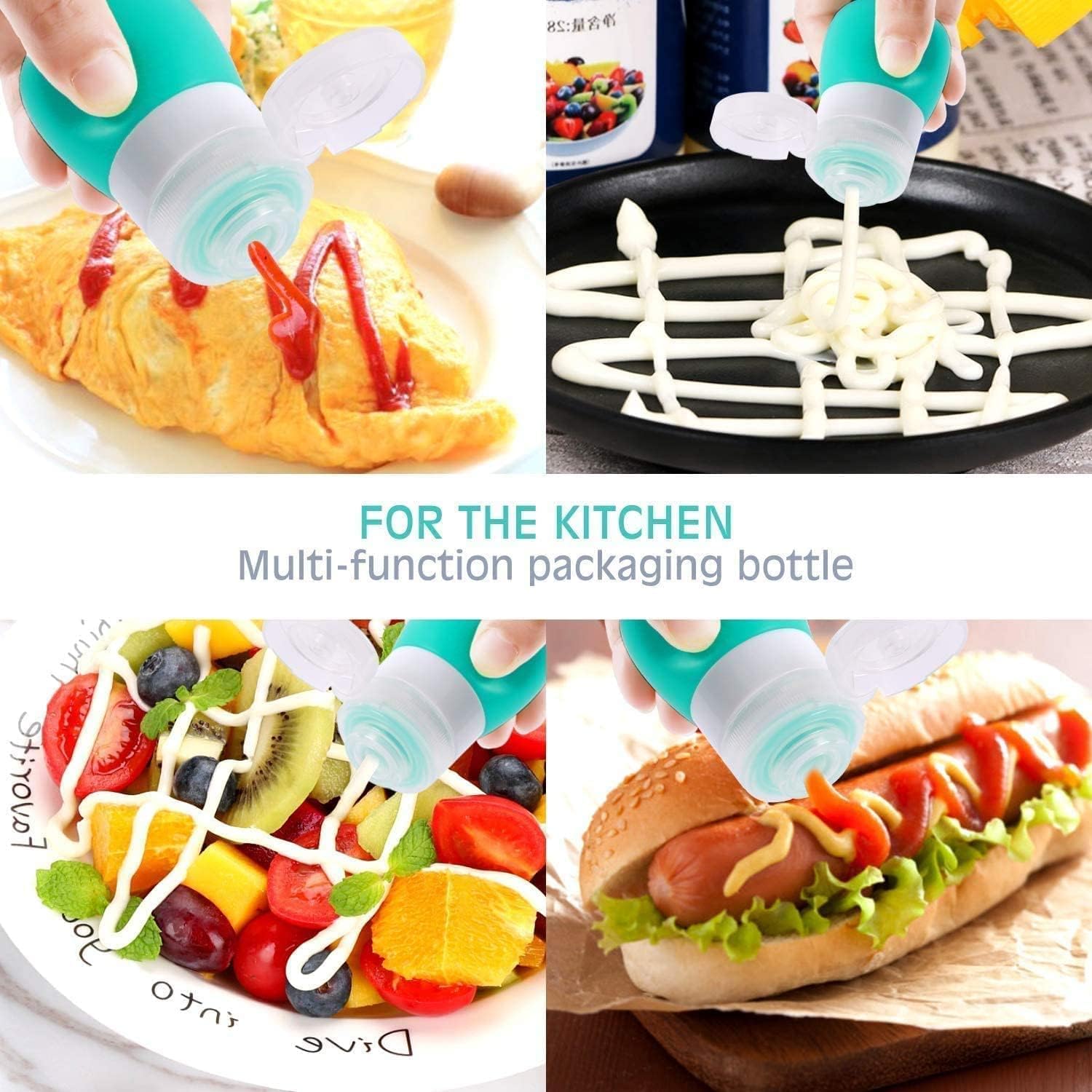 YINGGG Squeeze Portable Salad Dressing Container to Go Bottles Sauce Leakproof Condiment Storage Bottle, Dressing to Go for Lunch set of 4 (37ML)