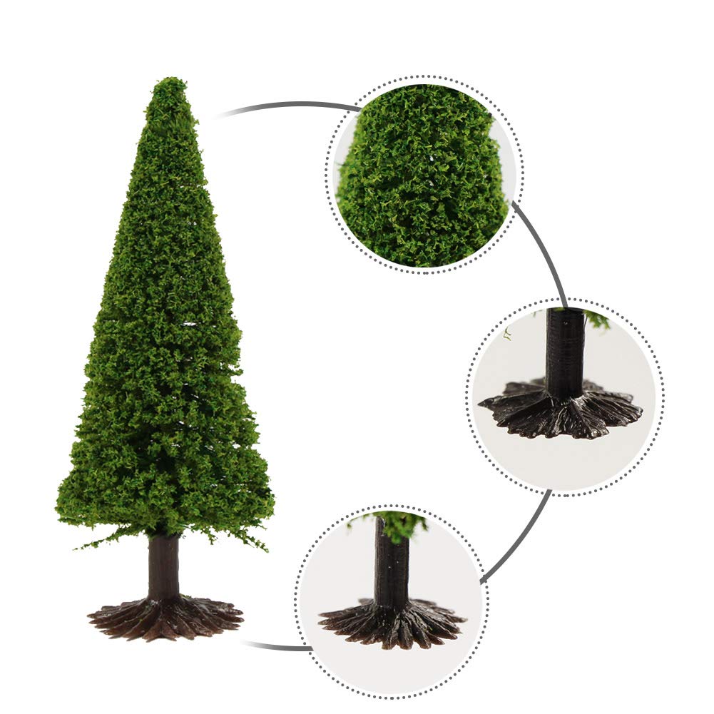 S0701 15pcs Dark Green Pine Model Cedar Trees and 8pcs Model Cows for Model Railroad Scenery Landscape Layout HO OO Scale New