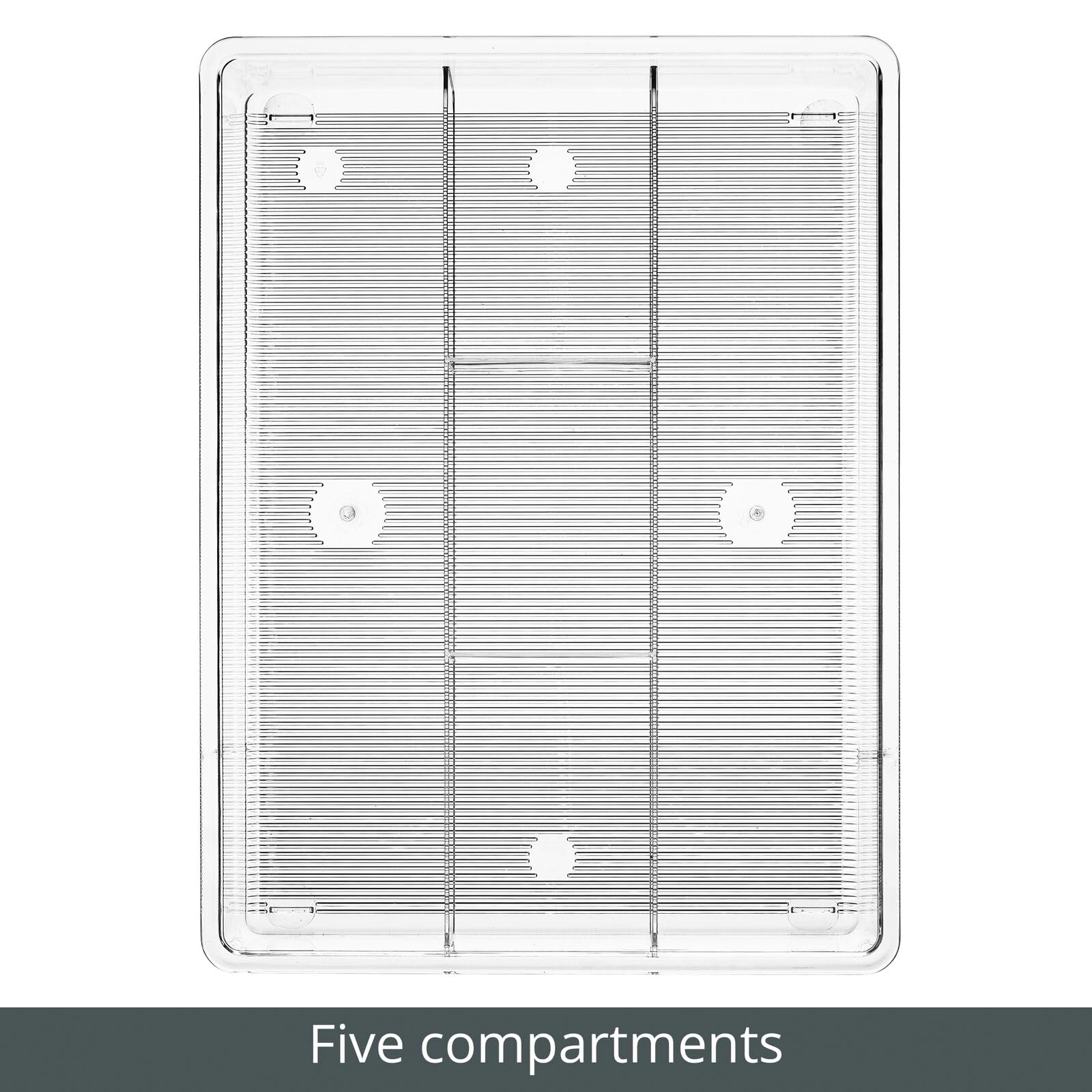 mDesign Adjustable, Expandable Plastic In-Drawer Utensil Organizer Tray Deep 3 Section Divided for Kitchen; Holds Cutlery, Flatware, Silverware, Cooking Utensils, Ligne Collection- 2 Pack - Clear