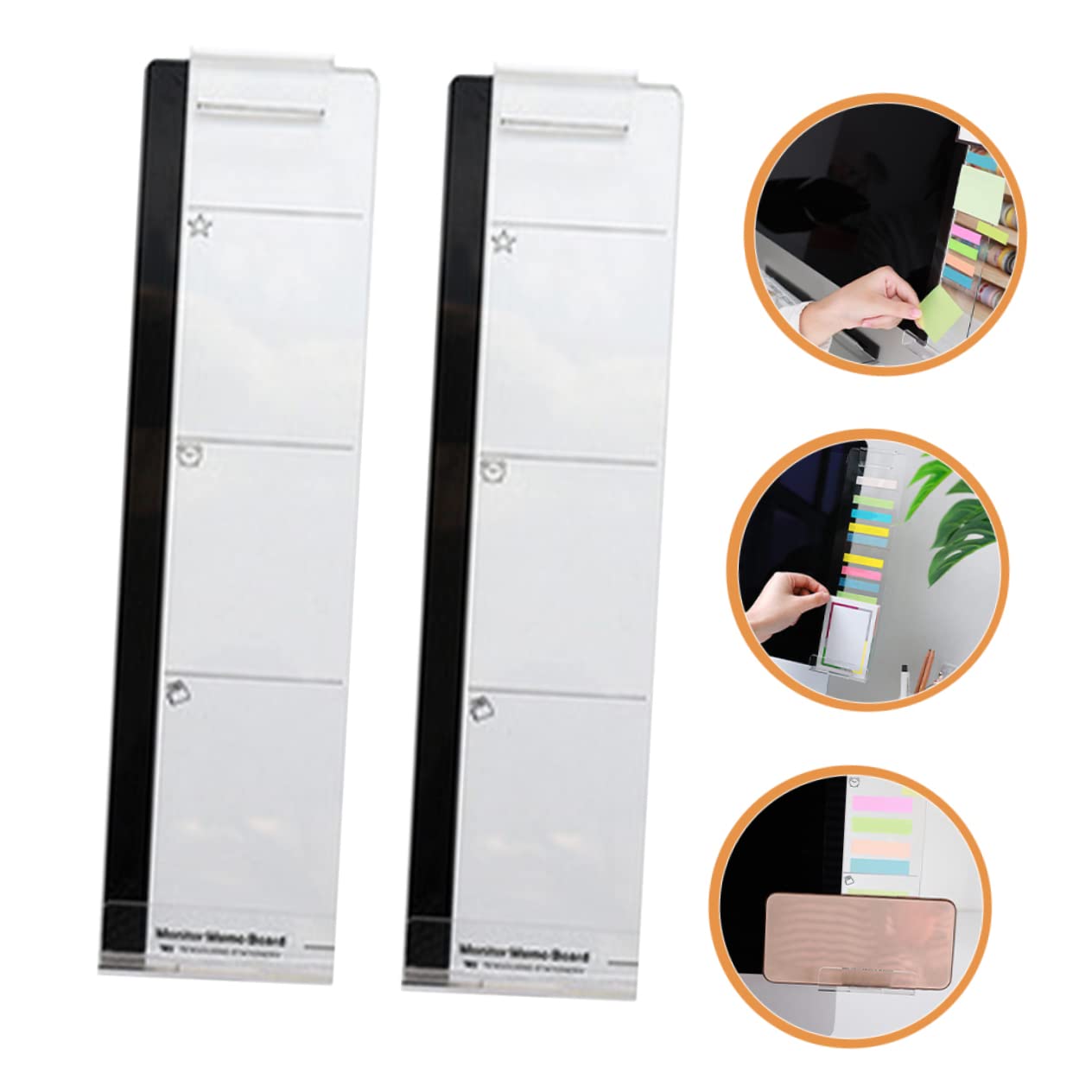 Tofficu Screen Side Memo Board for Computer Monitor Sticky Memo Holder Monitor Memo Pad Office Organizers Memo Boards Strong Adhesive