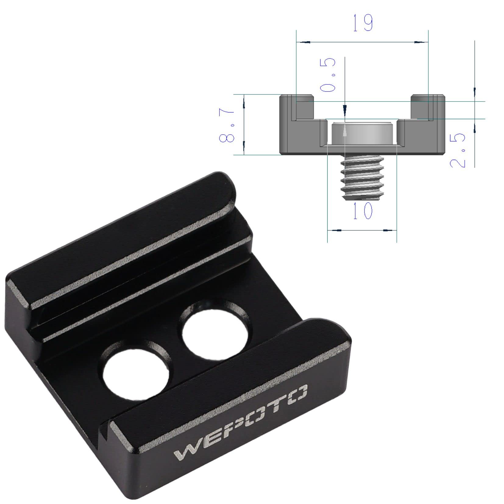 WEPOTO Cold Shoe Mount Adapter (3pcs Pack) with 1/4"-20 Thread for Camera Cage Flash LED Moniter - 1005