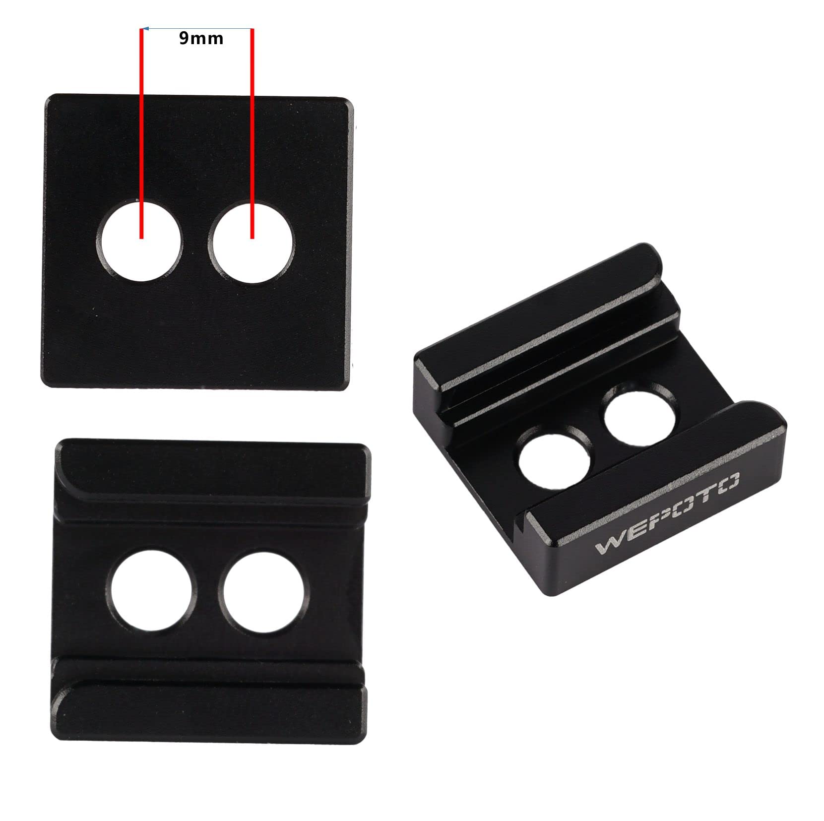 WEPOTO Cold Shoe Mount Adapter (3pcs Pack) with 1/4"-20 Thread for Camera Cage Flash LED Moniter - 1005