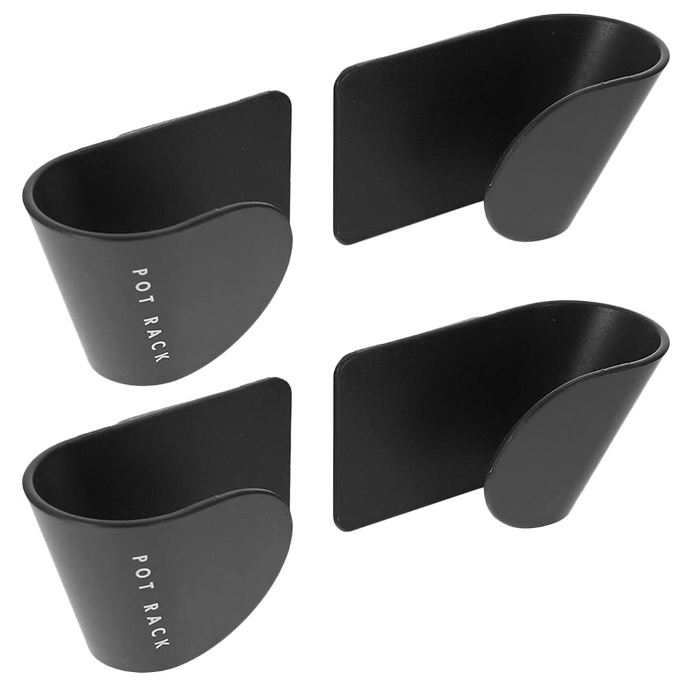 Hemoton 2 Pair Black Wall Pot Lid Holder Wall Door Mounted Pan Lid Cover Hanger Rack Multifunctional Kitchen Utensil Cutting Board Organizer for Home Kitchen