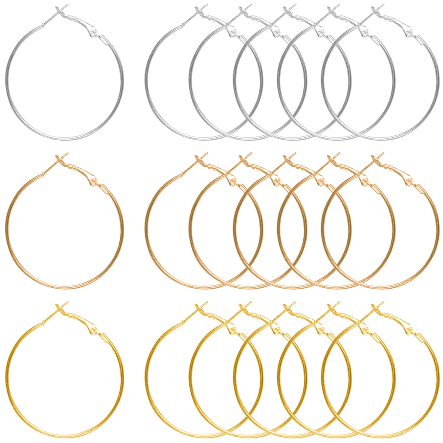 60pcs Beading Hoop Earrings Finding,FUNCYboo 50mm Round Earring Hoop Open Earring Beading Hoops for Jewelry Making DIY Crafts