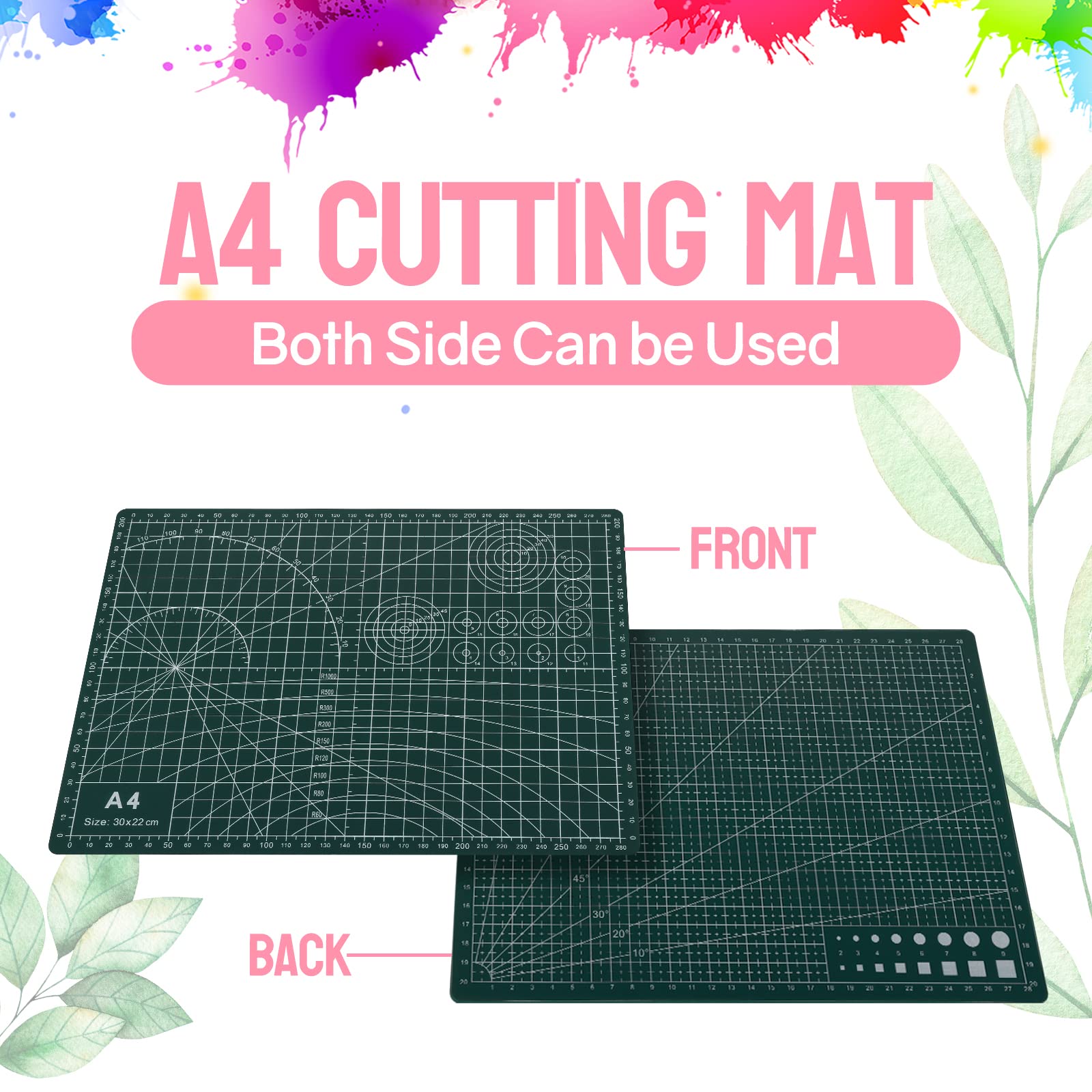 Silicone Art Mat, Silicone Mats for Crafts - Silicone Painting Mat with A4 Cutting Mat, Silicone Artist Mat with Cup for Art, Handmade, Crafts, Sewing and Scrapbooking (Pink)