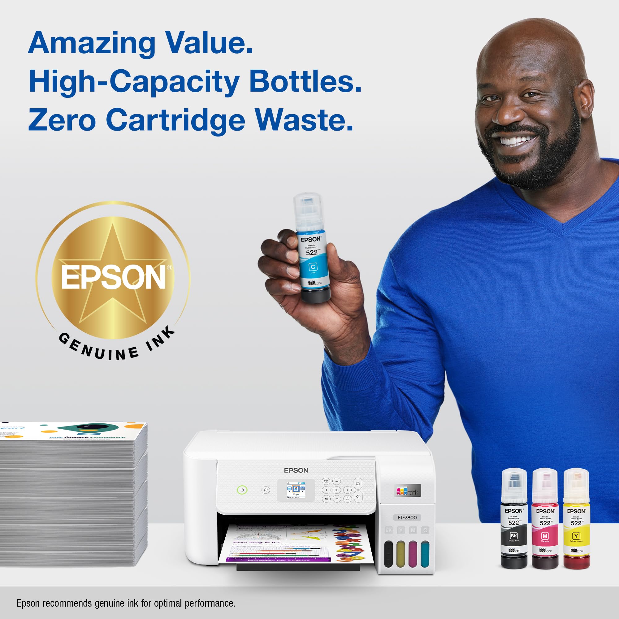 EPSON T522 EcoTank Ink Ultra-high Capacity Bottle Yellow (T522420-S) for Select Epson EcoTank Printers