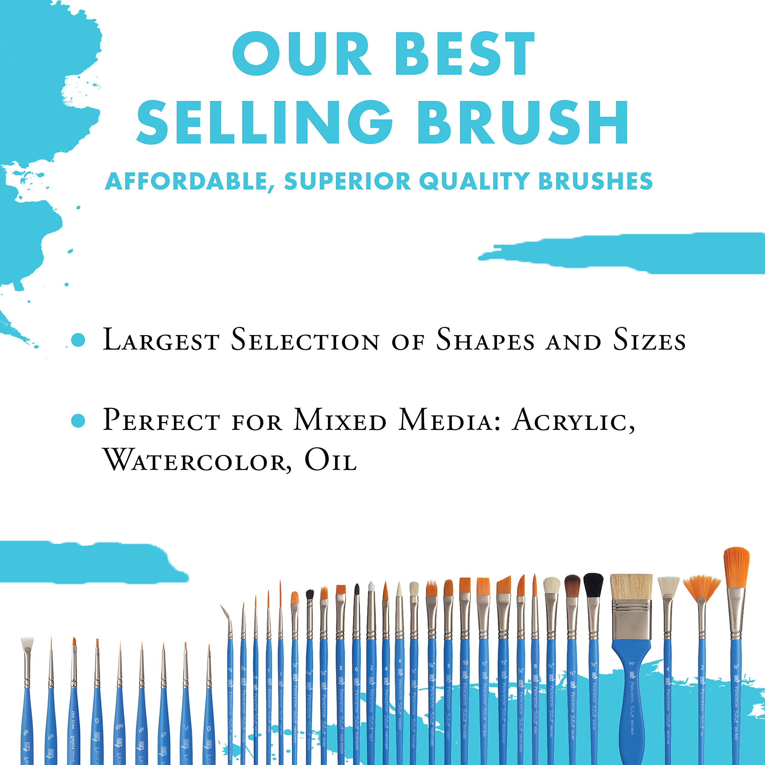 Princeton Select Artiste, Series 3750, Paint Brush for Acrylic, Watercolor and Oil, Flat Wash, 1 Inch