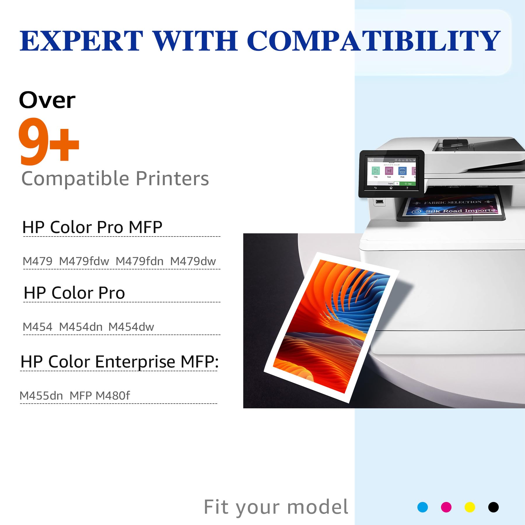 HaloFox Compatible 414A Toner Cartridge 4 Pack Replacement for HP 414A W2020A 414X W2020X W2021A W2022A W2023A for Color Laserjet MFP M454dw M454dn M479fdw M479fdn Printer (Black Cyan Yellow Magenta)
