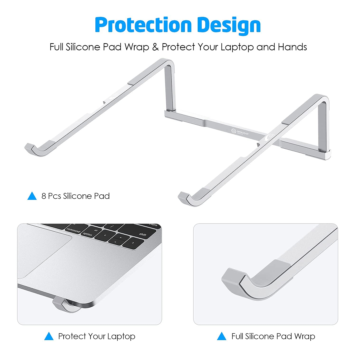 WixGear Laptop Stand for Desk Adjustable Foldable Lightweight Aluminum Laptop Holder Riser, Flat Folding for Storage/Travel