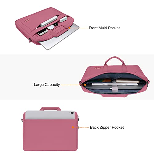 MOSISO Laptop Shoulder Messenger Bag Compatible with MacBook Air 15 inch M2 A2941/Pro 16 inch M3 A2991 M2 A2780 M1 A2485 A2141,15-15.6 inch Notebook with Adjustable Depth at Bottom, Dusty Rose