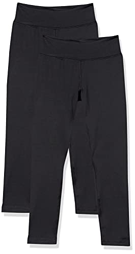 Amazon Essentials Girls' Full-Length Active Lightweight Leggings, Pack of 2, Black, Large