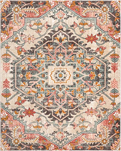Well Woven Mystic Gwendolyn Blush Bohemian Floral 3'11" x 5'3" Distressed Area Rug