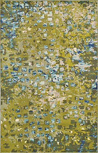Unique Loom Jardin Collection Colorful, Vibrant, Abstract, Modern Area Rug, 5 x 8 ft, Green/Olive