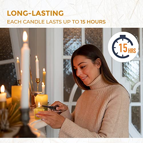 BeeTheLight Votive Candles (Pack of 12) - Unscented - 15 Hours Burn Time Each - Naturally Light Honey Scented - 100% Pure Beeswax Candles - Handmade Decorative Votive Candle Set