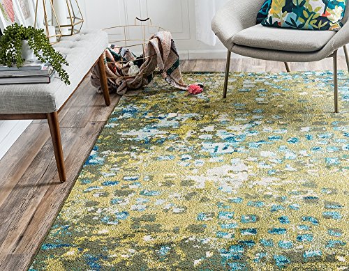 Unique Loom Jardin Collection Colorful, Vibrant, Abstract, Modern Area Rug, 5 x 8 ft, Green/Olive