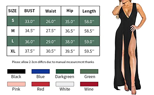 Womens Bandage Side Split V Neck Sleeveless Bodycon Clubwear Maxi Vest Dress Black