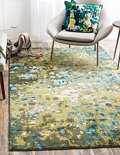 Unique Loom Jardin Collection Colorful, Vibrant, Abstract, Modern Area Rug, 5 x 8 ft, Green/Olive
